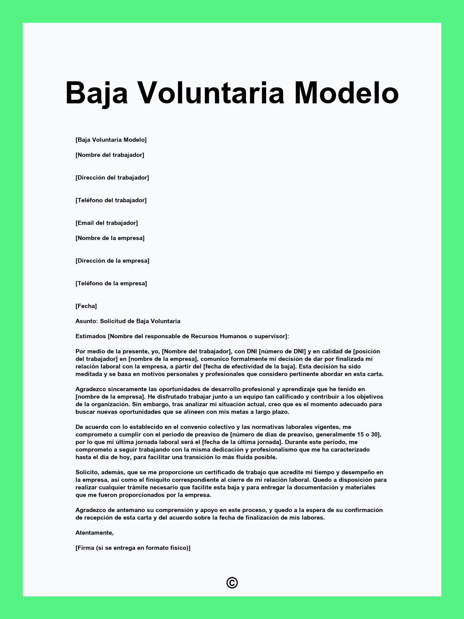 Baja Voluntaria Modelo