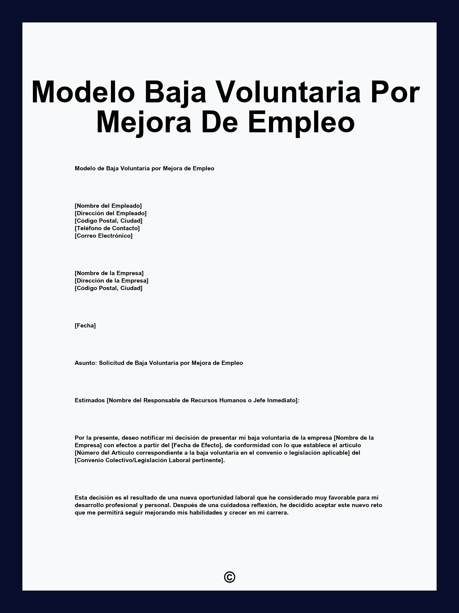 Modelo Baja Voluntaria Por Mejora De Empleo