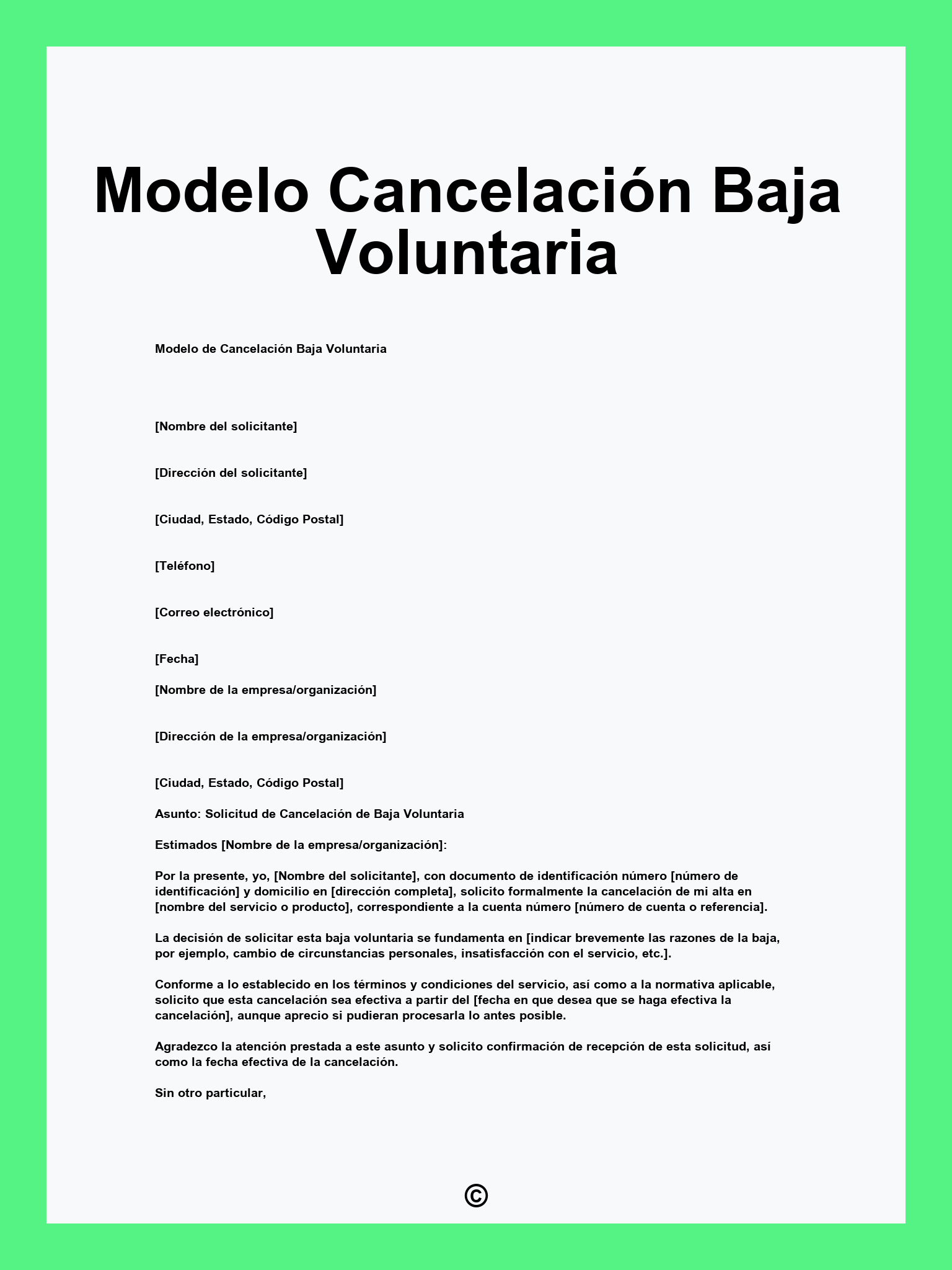 Modelo Cancelación Baja Voluntaria