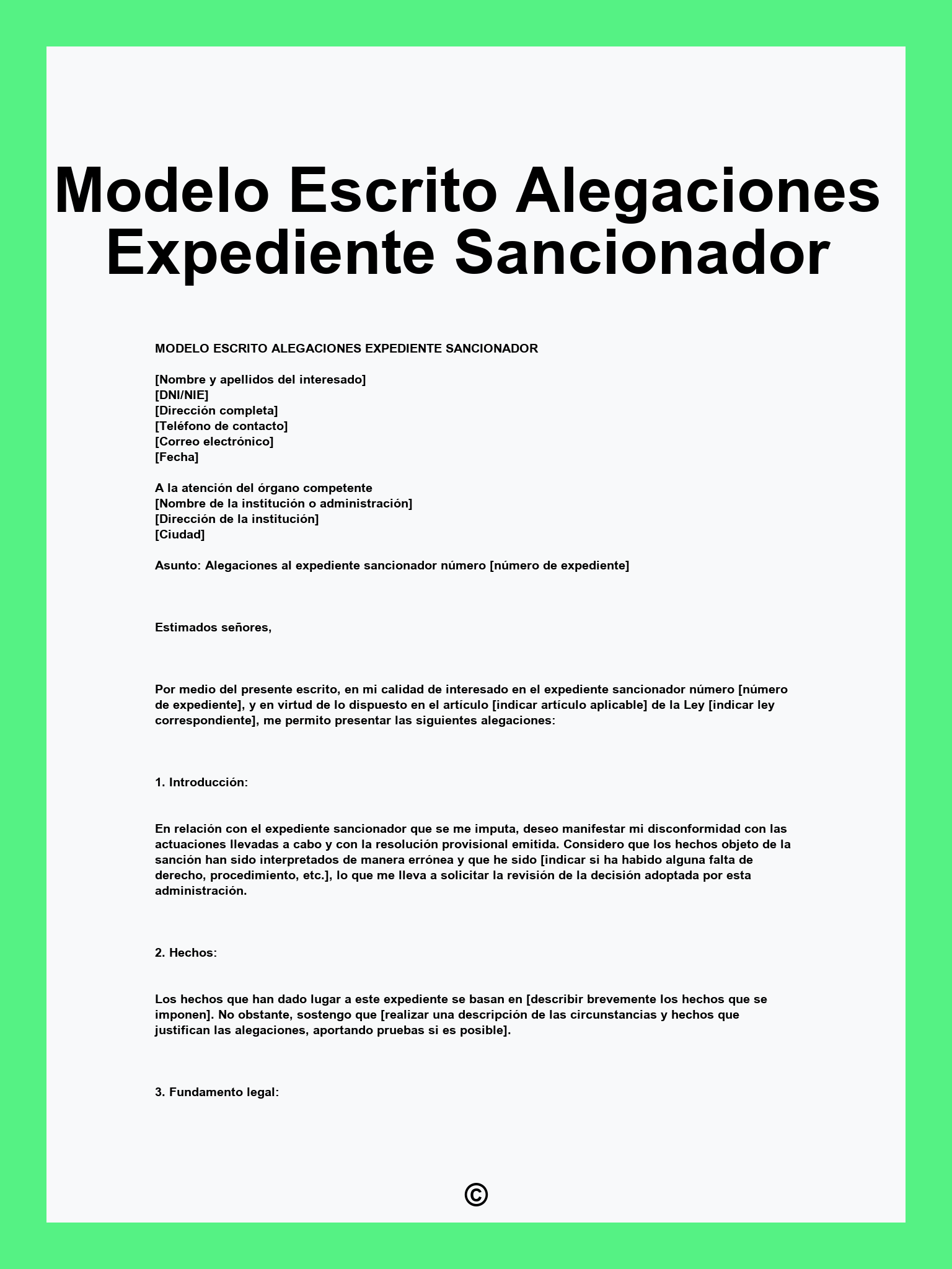 Modelo Escrito Alegaciones Expediente Sancionador