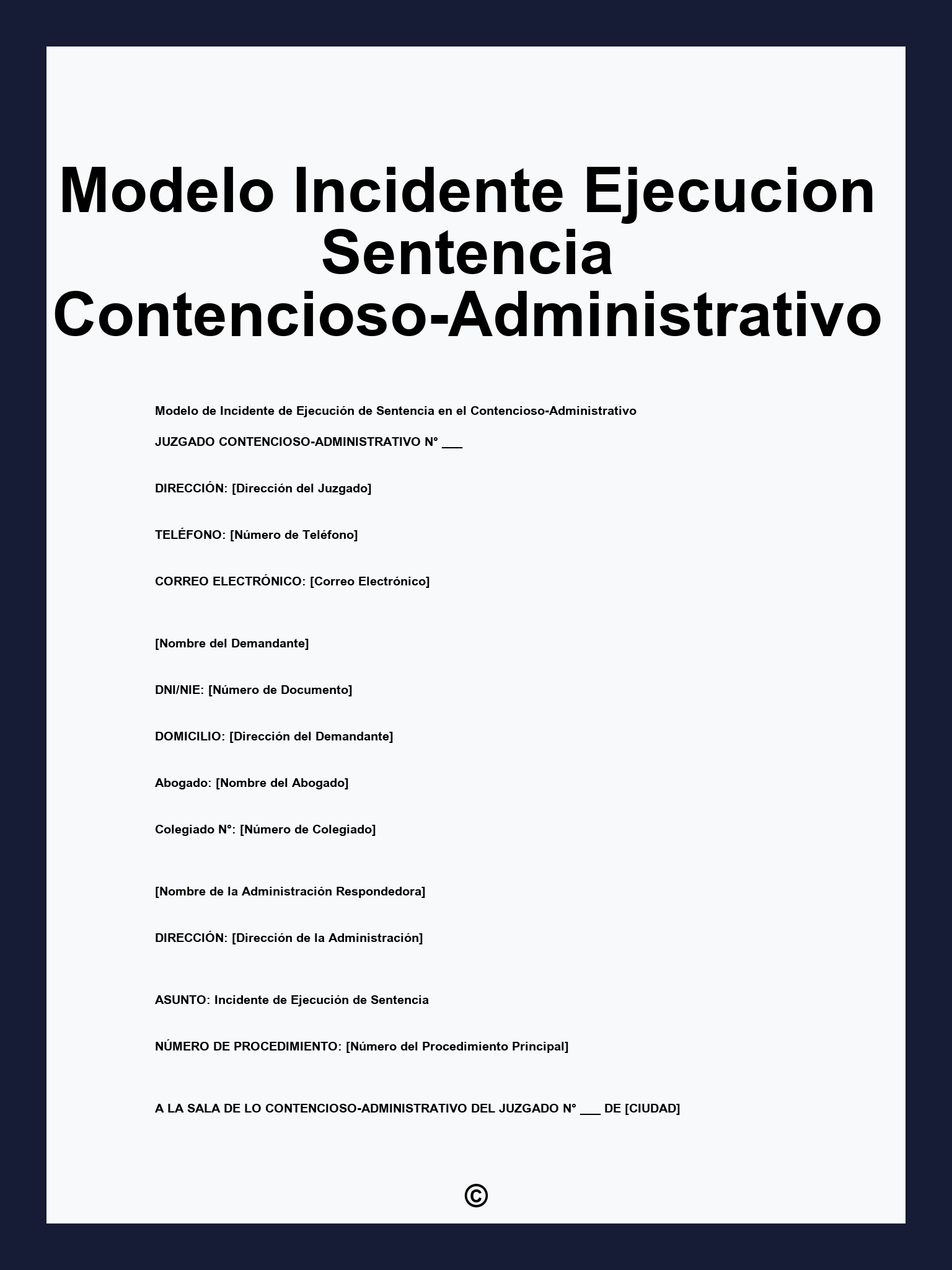 Modelo Incidente Ejecucion Sentencia Contencioso-Administrativo