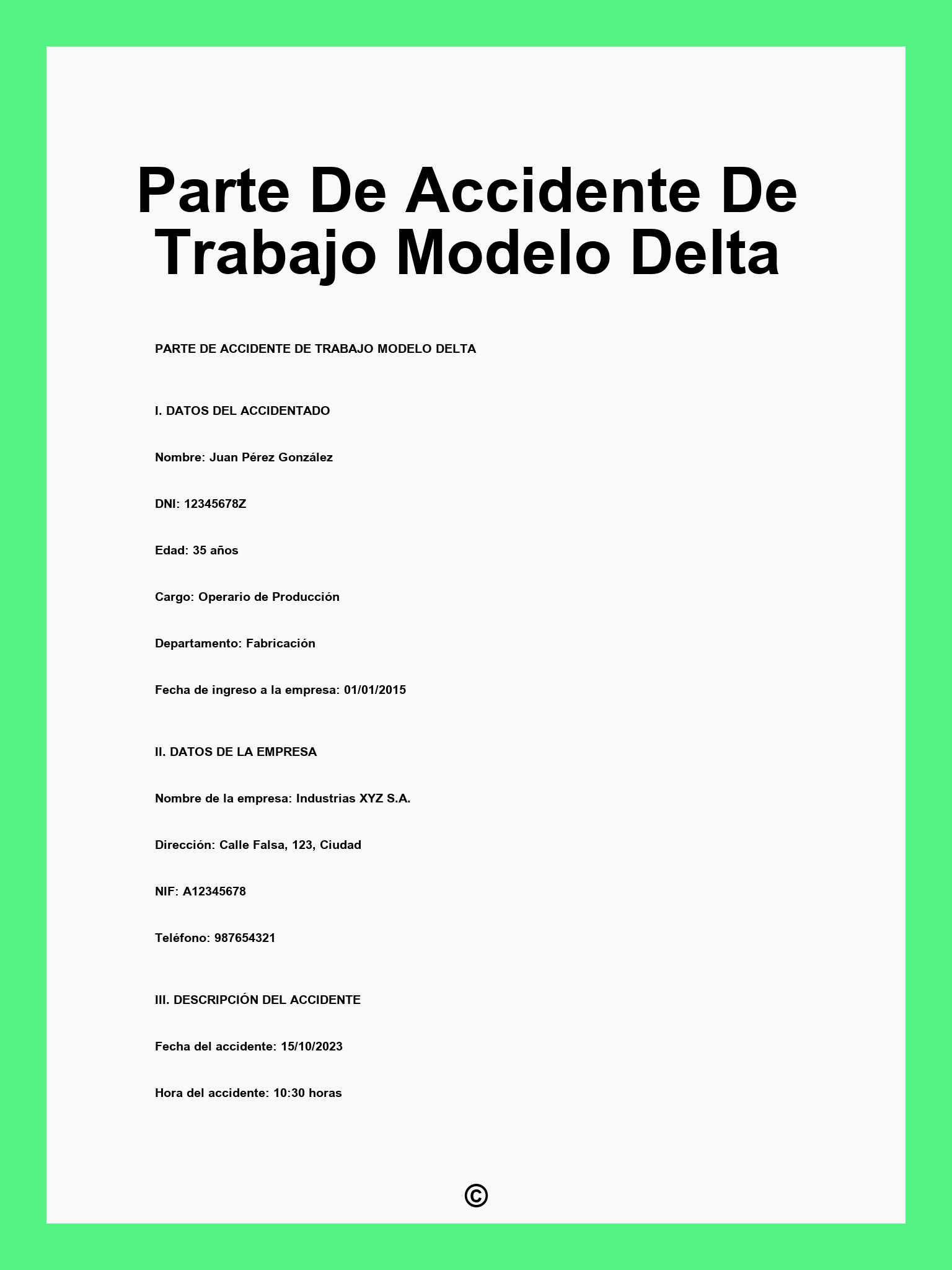Formulario De Informe De Accidente De Empleado Download Instrucciones